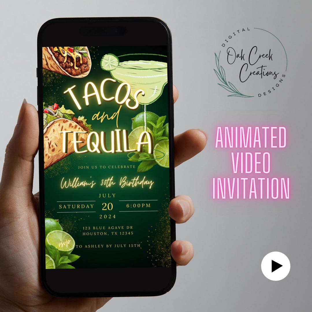 Tacos and Tequila Birthday Invitation, Editable Adult Party Invite ...