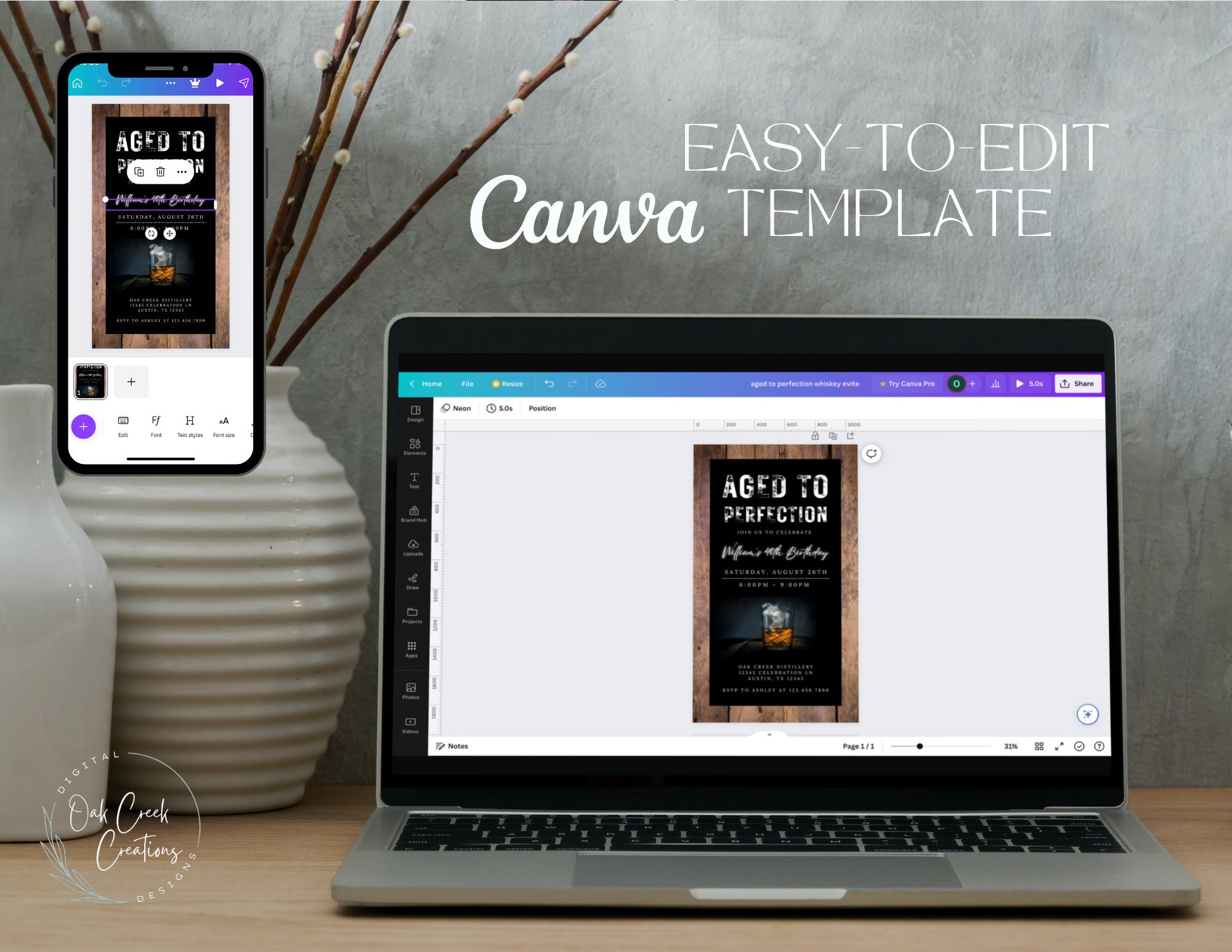 Aged to Perfection Animated Digital Invitation Template, Whiskey ...