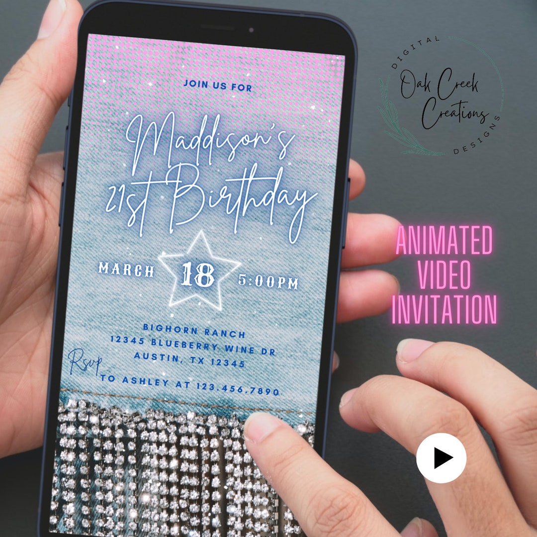 Rhinestone Cowgirl Birthday Invitation Template, Editable Digital ...