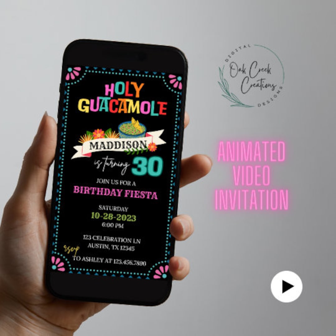 Holy Guacamole Birthday Digital Animated Video Invitation Template ...