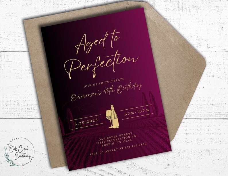 Aged to Perfection Invitation Template, Editable Birthday Invite, Adult ...