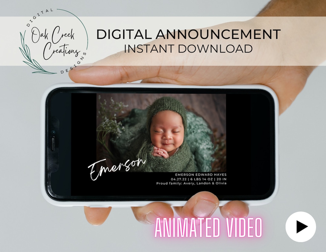 Baby Announcement, Digital Animated Video Template, Birth Mobile ...