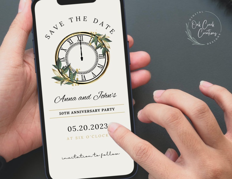 Invitation + Save the Date Set, Clock Theme Anniversary Party, Save the ...