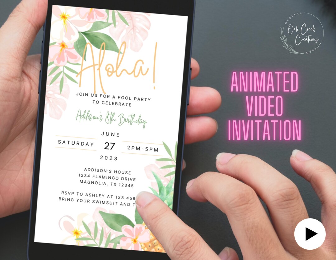 Editable Aloha Party Digital Animated Video Invitation Template ...