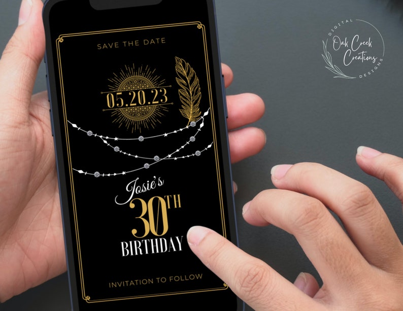 Gatsby Save the Date Birthday Electronic Invitation, 1920's Evite ...