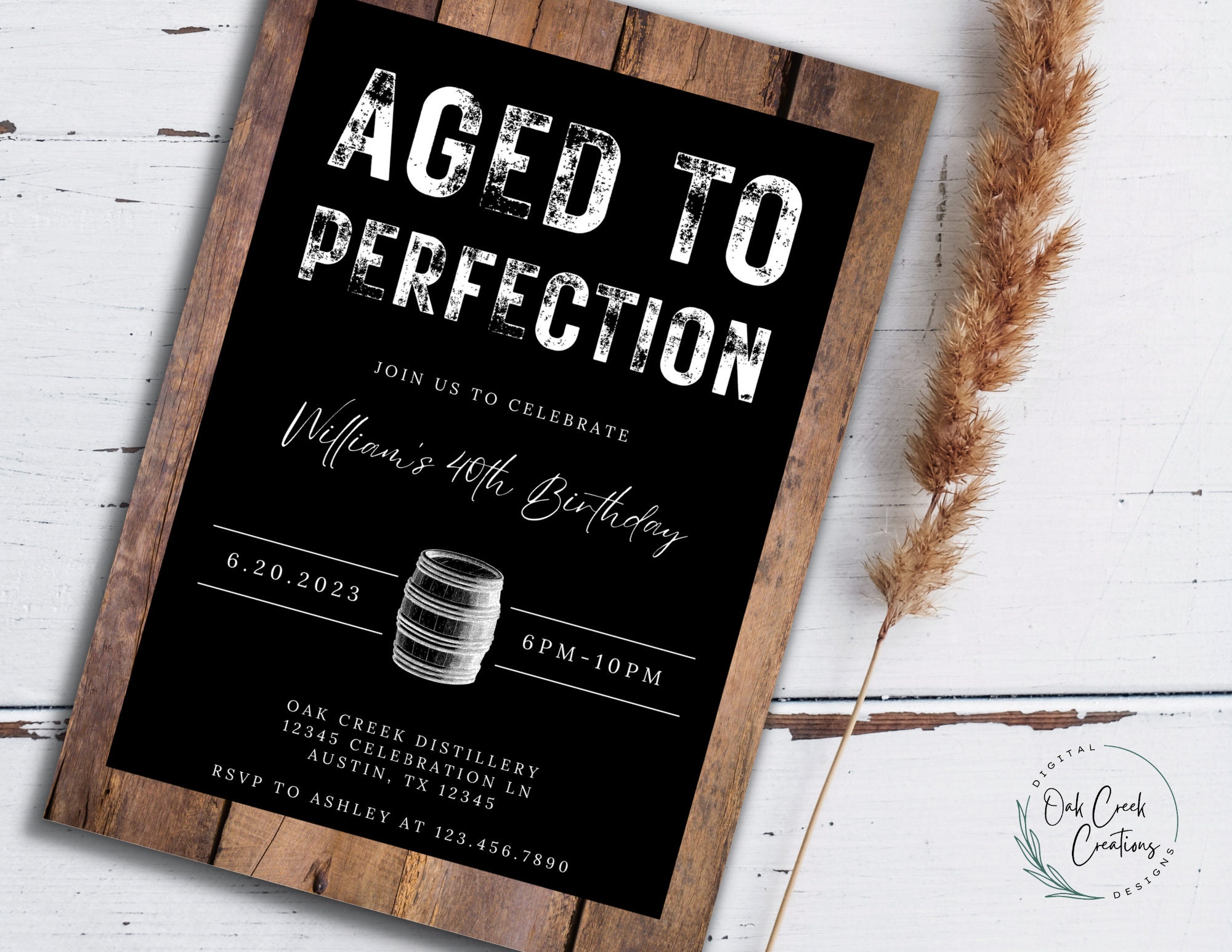 Aged To Perfection Invitation Template Editable Birthday Invite Adult
