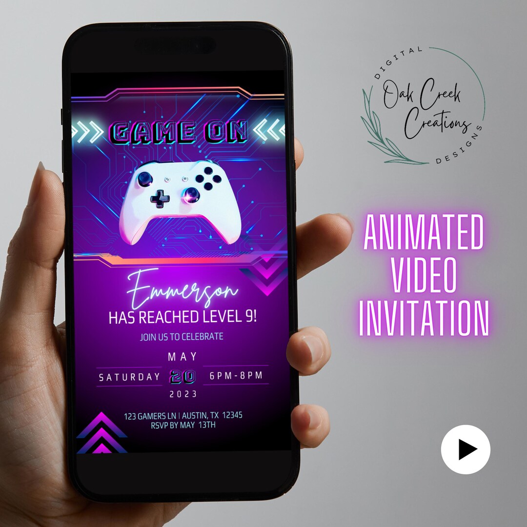 Game on Birthday Invitation, Editable Video Game Party Invite, Game ...