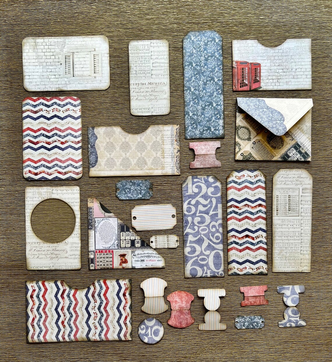24 Pce “red, White, Blue” Ephemera Set - Etsy