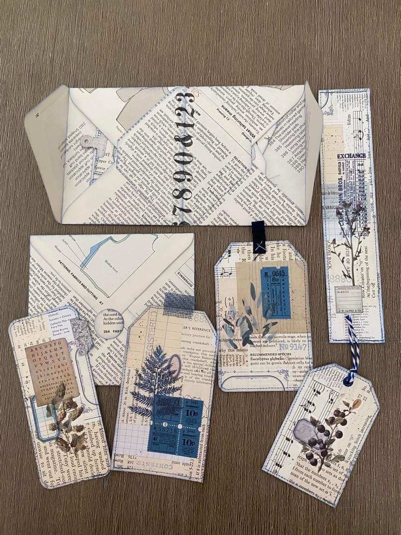 Ephemera Set 20 Pce Book Page With Blue Accents - Etsy