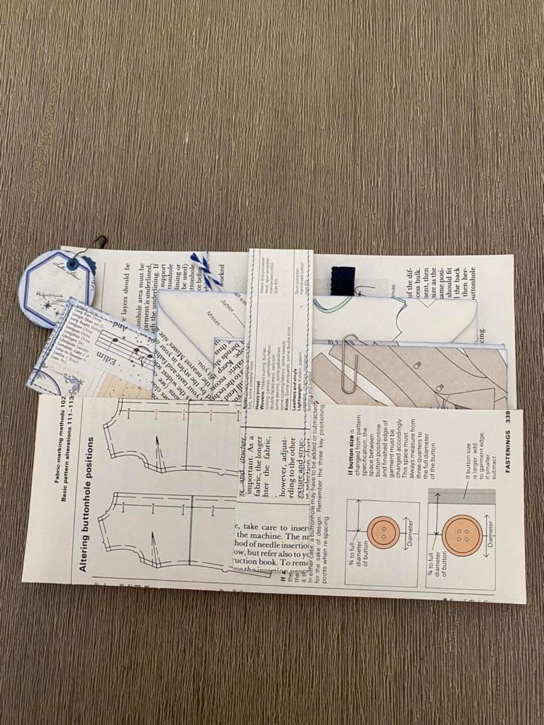 Ephemera Set 20 Pce Book Page With Blue Accents - Etsy