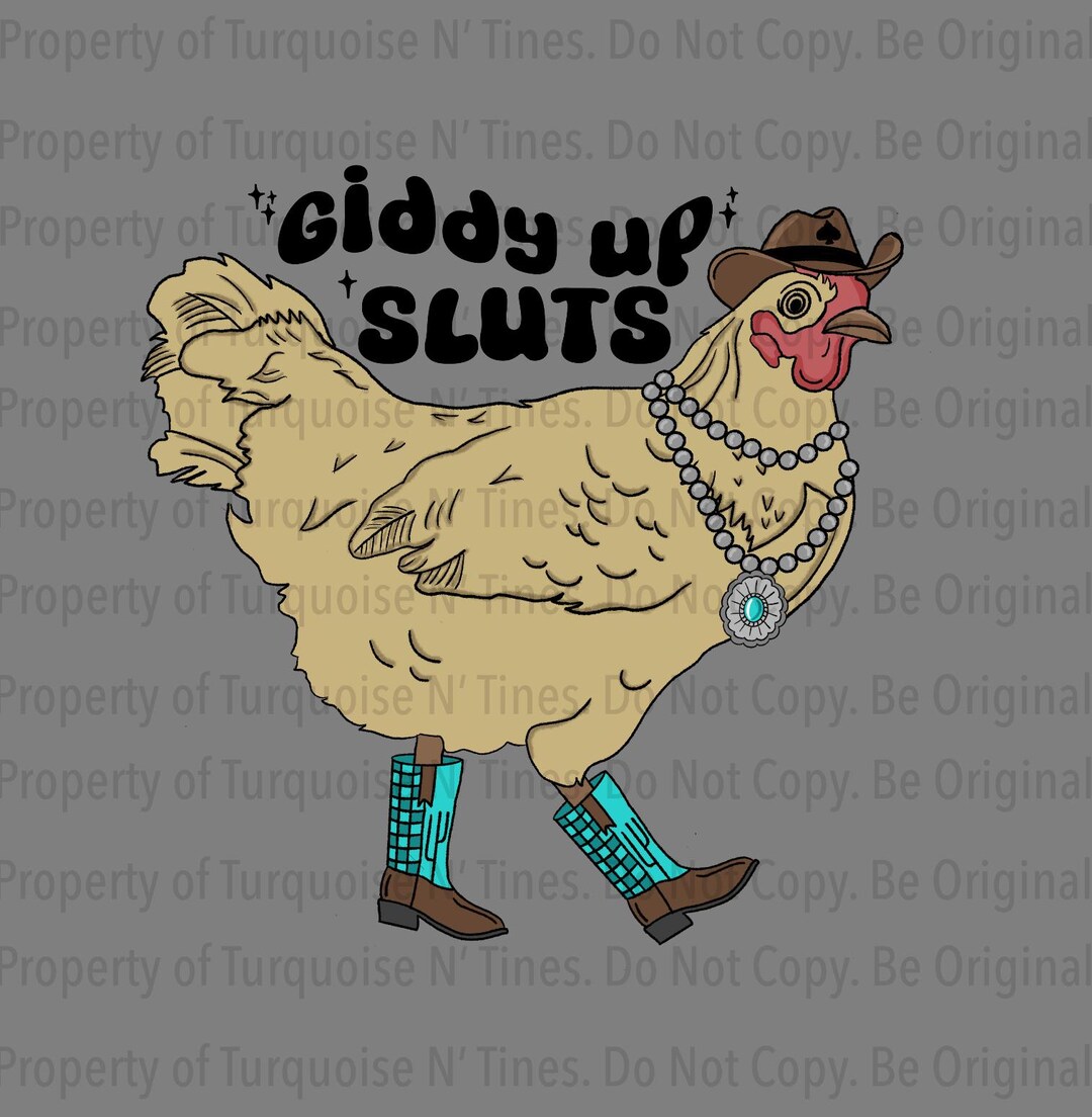 Giddy up Western Chicken PNG, Digital Design, Turquoise, Yallternative ...