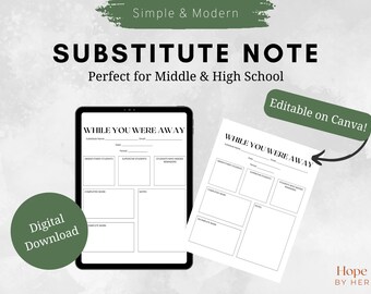 Substitute Teacher Note Substitute Teacher Substitute - Etsy