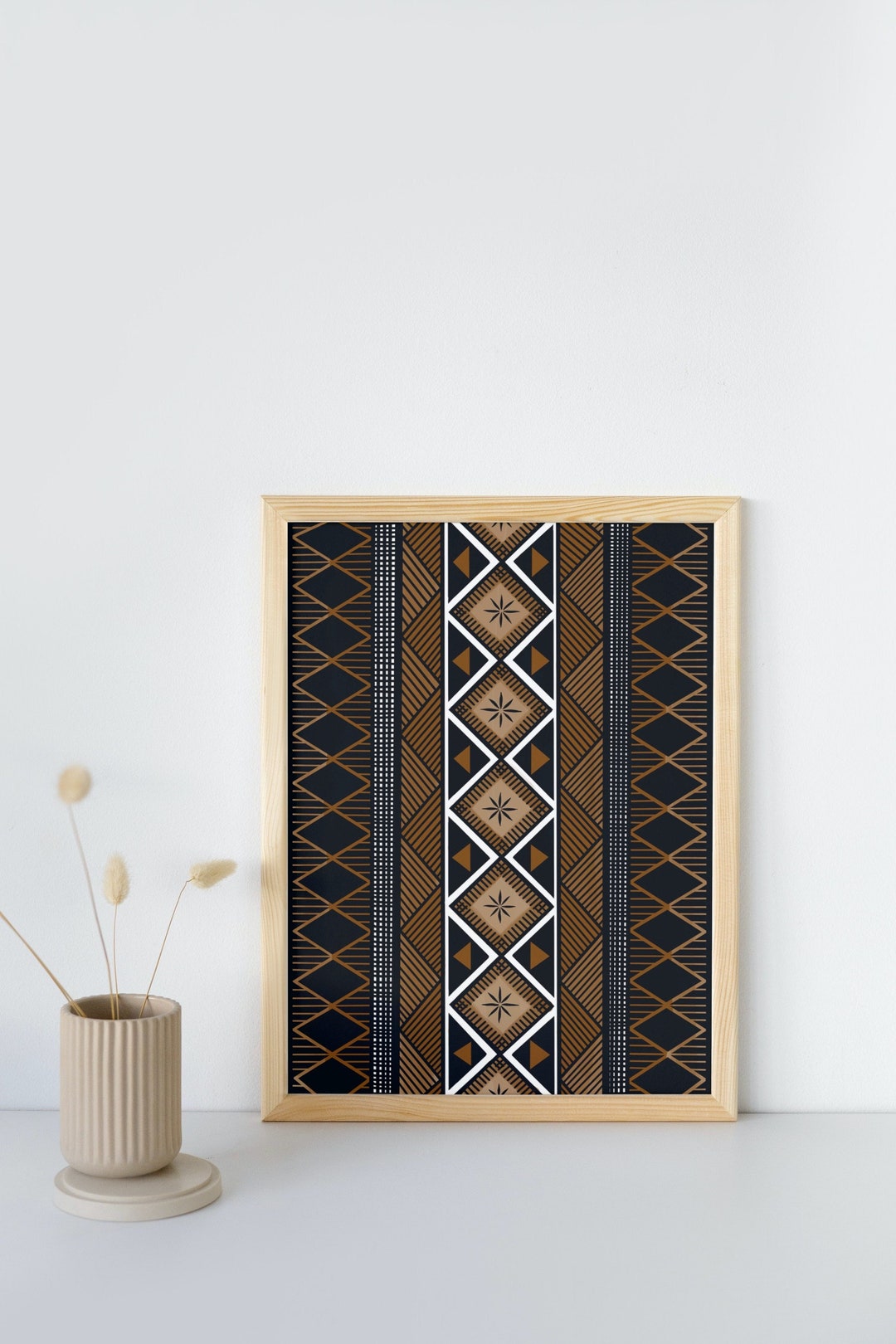 Modern Polynesian brown Art Print - Etsy