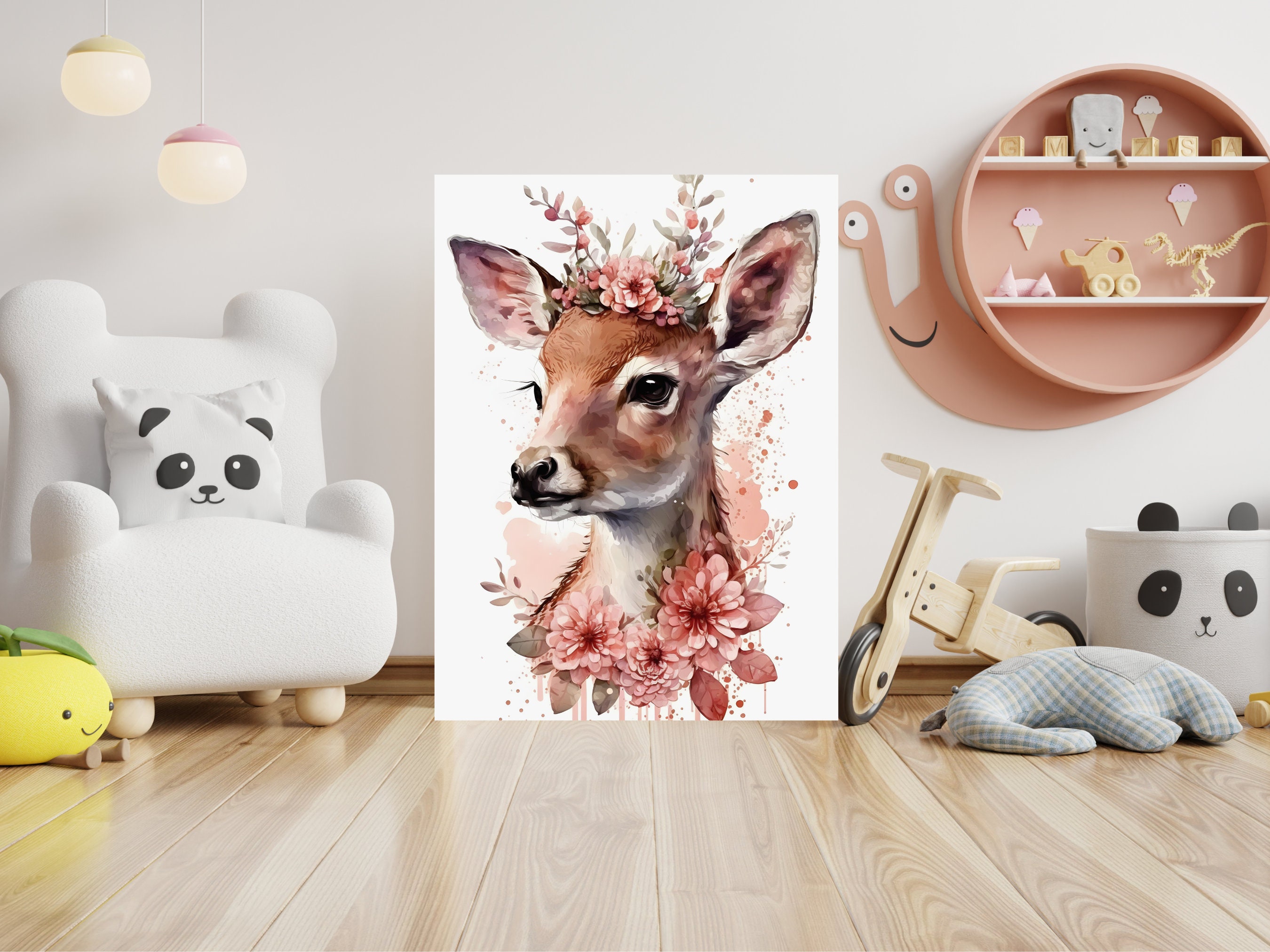 Baby Dear Watercolor Wall Art in Sizes 5x7, 8x10, 11x14, and 16x20 ...