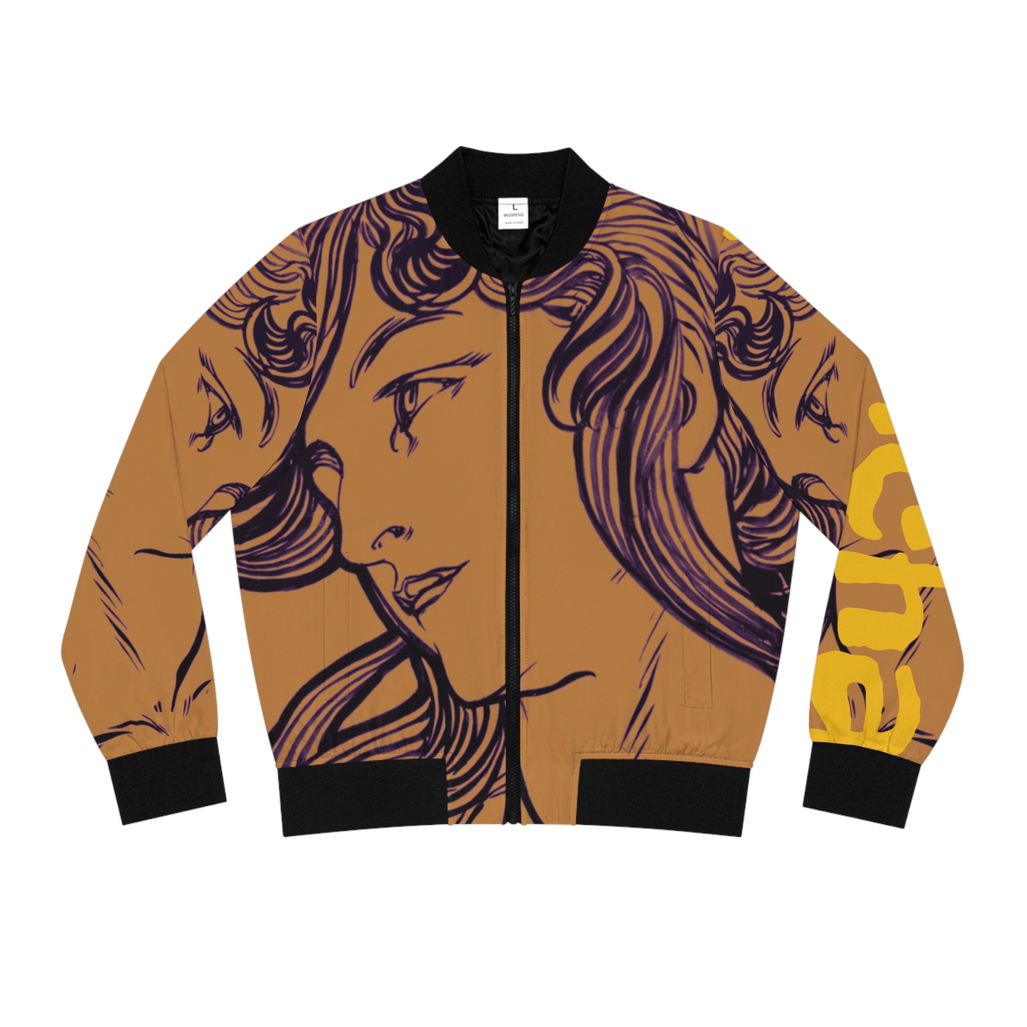 Illustrated Bomber All Over Print Alphonse Mucha Gold and Green ...