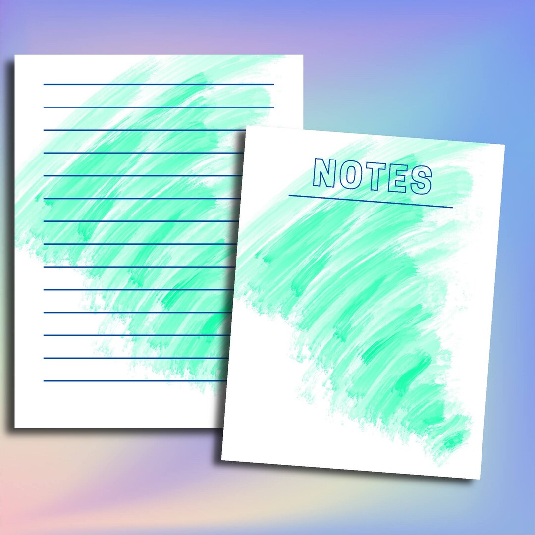 Watercolor Note Pages | Teal and Blue | Instant Access Printable Pages ...
