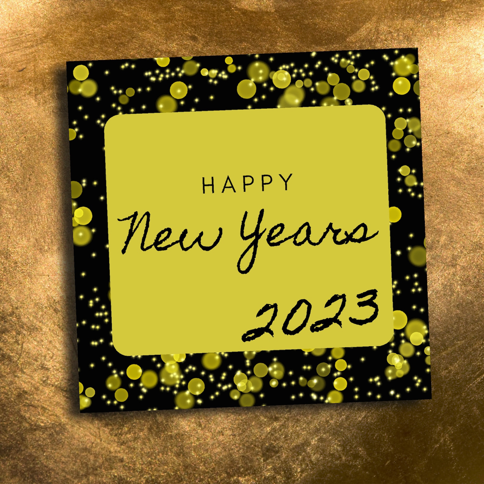 Happy New Years Card | 2023 Seasonal New Years Card | Black and Yellow ...