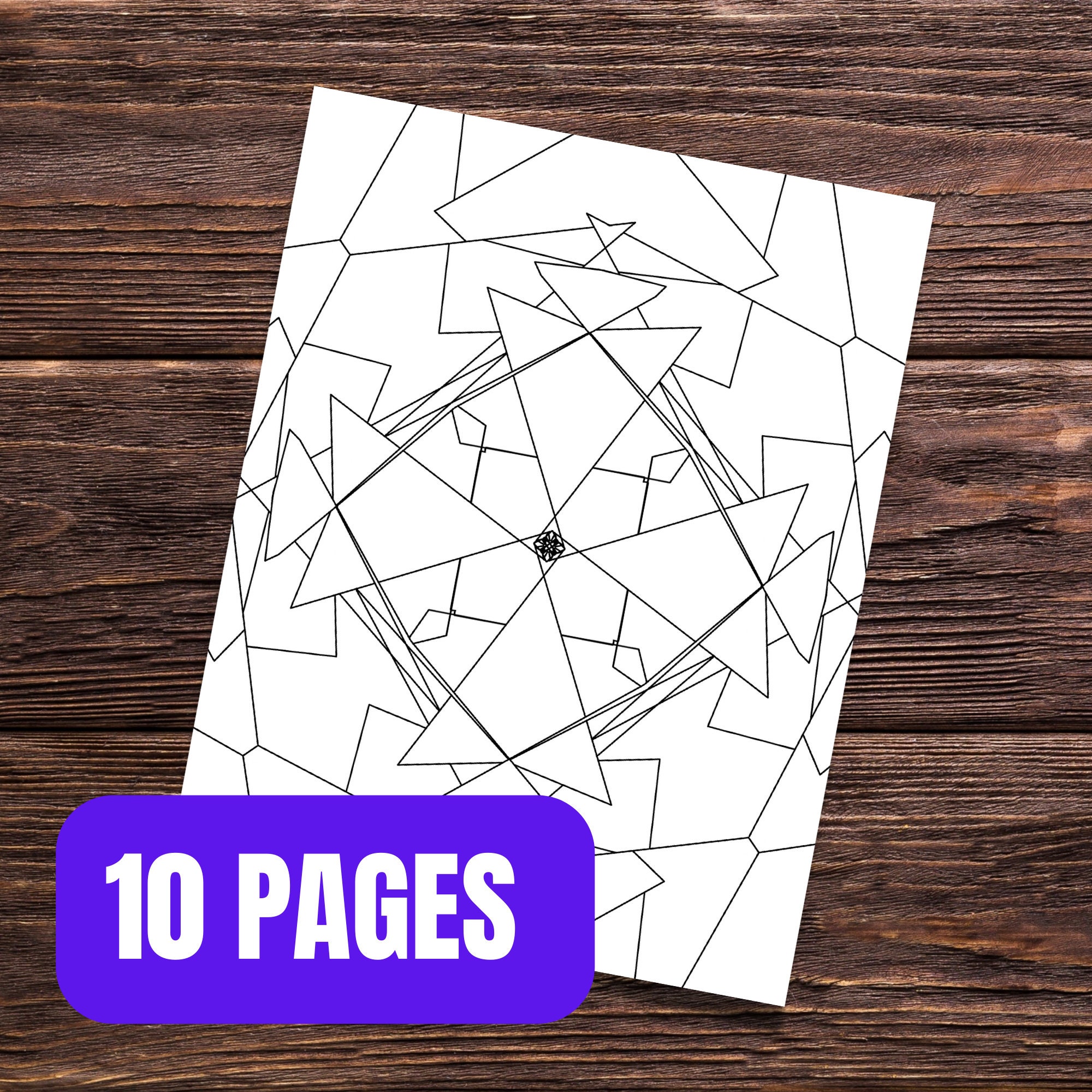 10 Geometric Coloring Sheets | 3D Coloring Sheets - Etsy