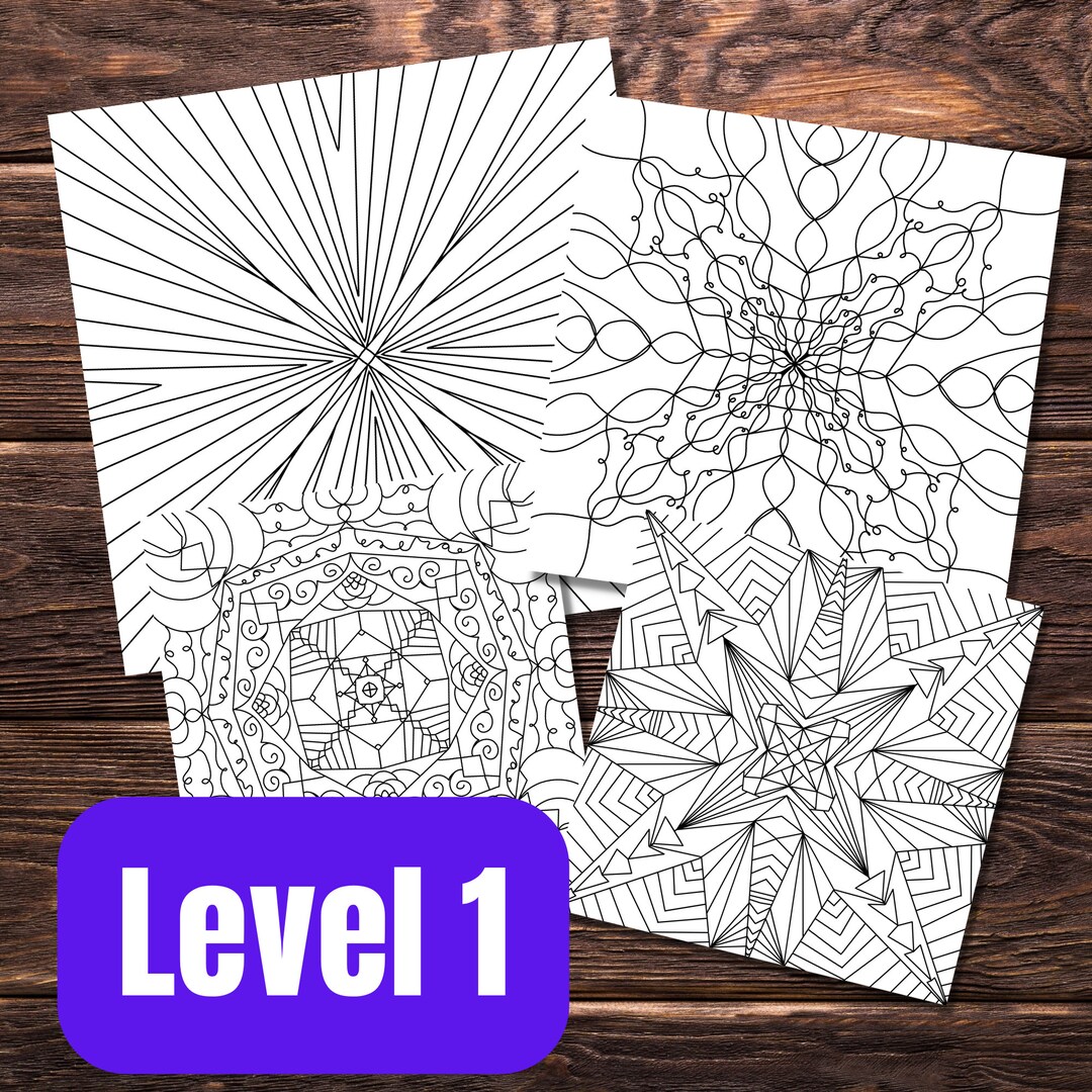 4 Level 1 Coloring Sheets | Stress-free Coloring |easy Coloring Sheets ...