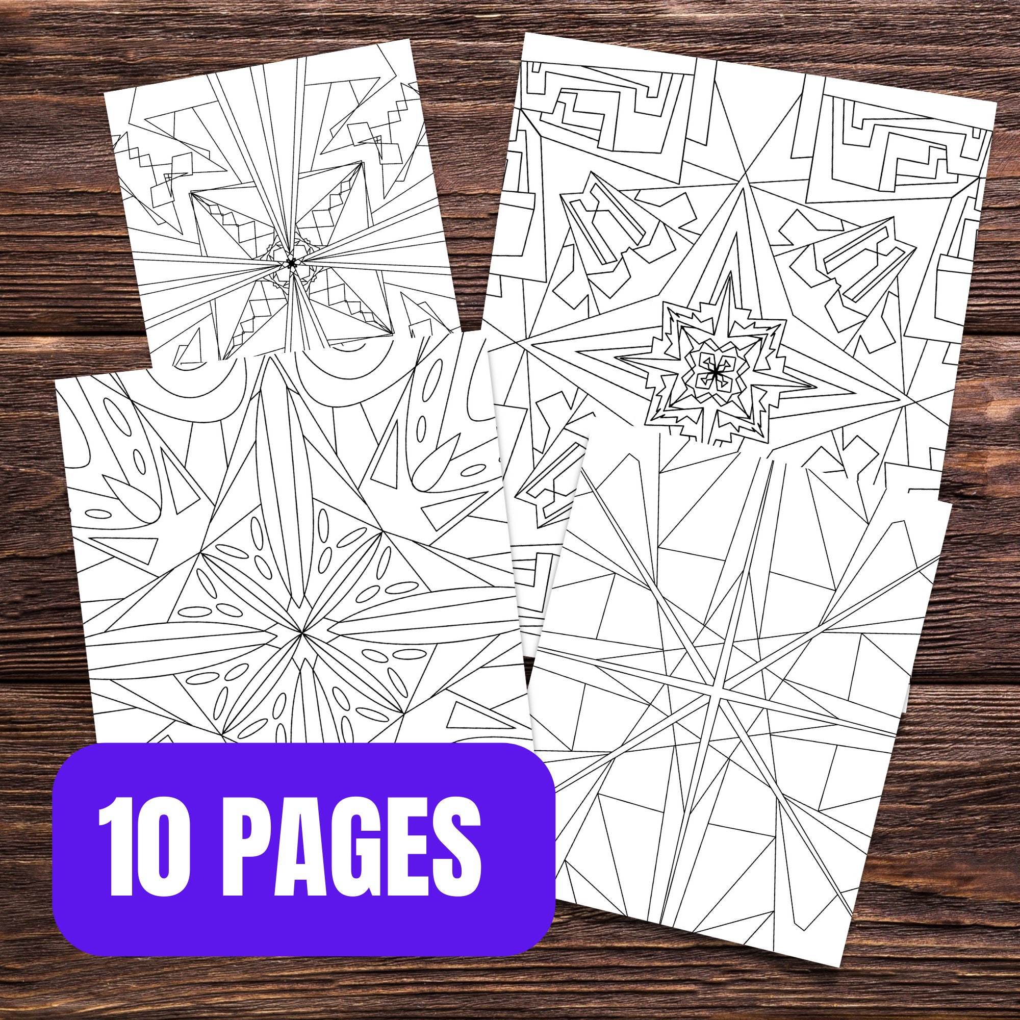 10 Geometric Coloring Sheets | 3D Coloring Sheets - Etsy
