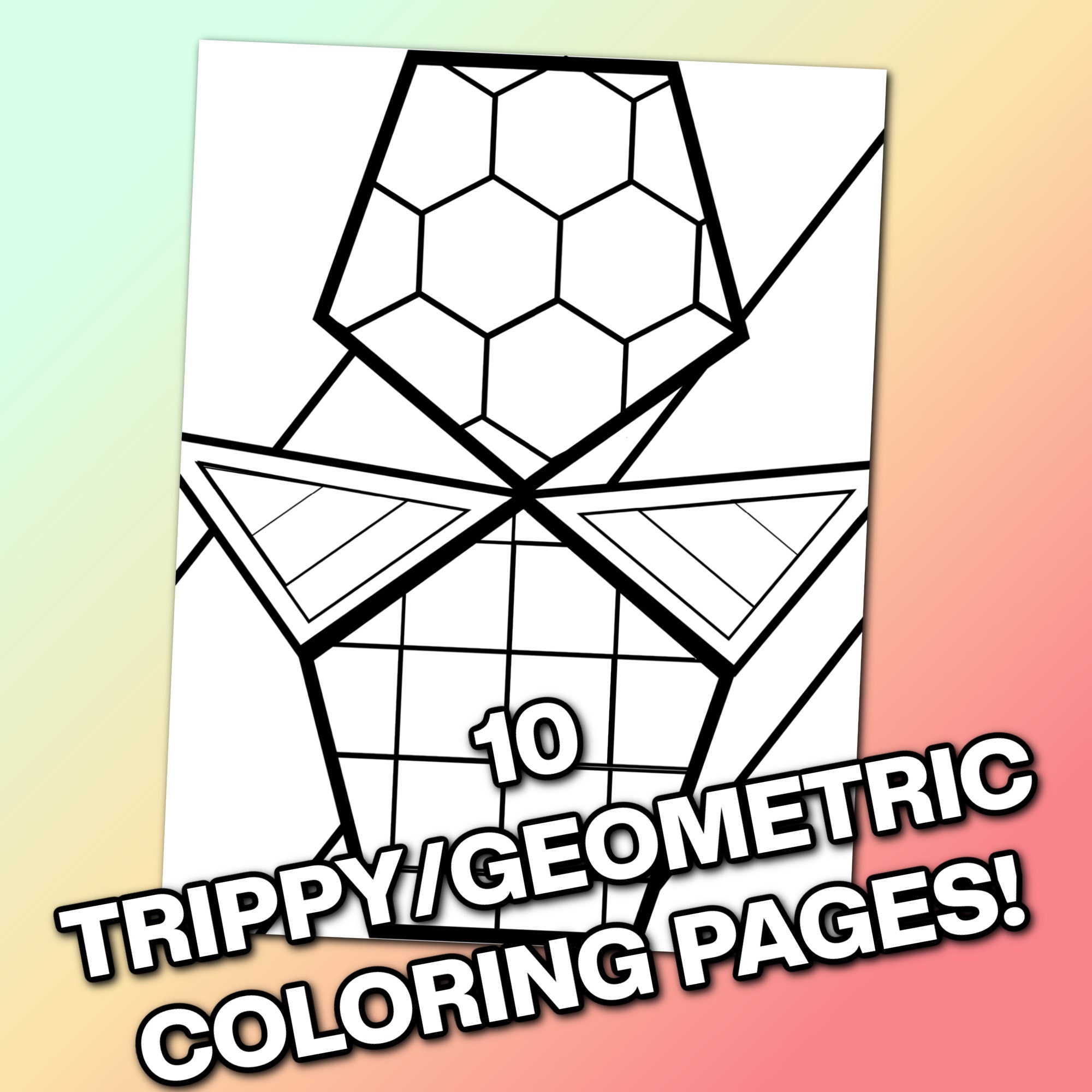 10 Trippy/geometric Coloring Pages | Adult Coloring Sheets | Satisfying ...