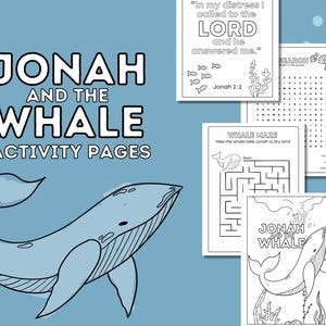 Jonah and the Whale Activity Pages | Coloring, Maze, Word Search, Bible ...