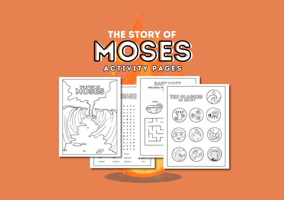 Story of Moses Activity Sheets | Coloring, Word Search, Maze, Ten ...