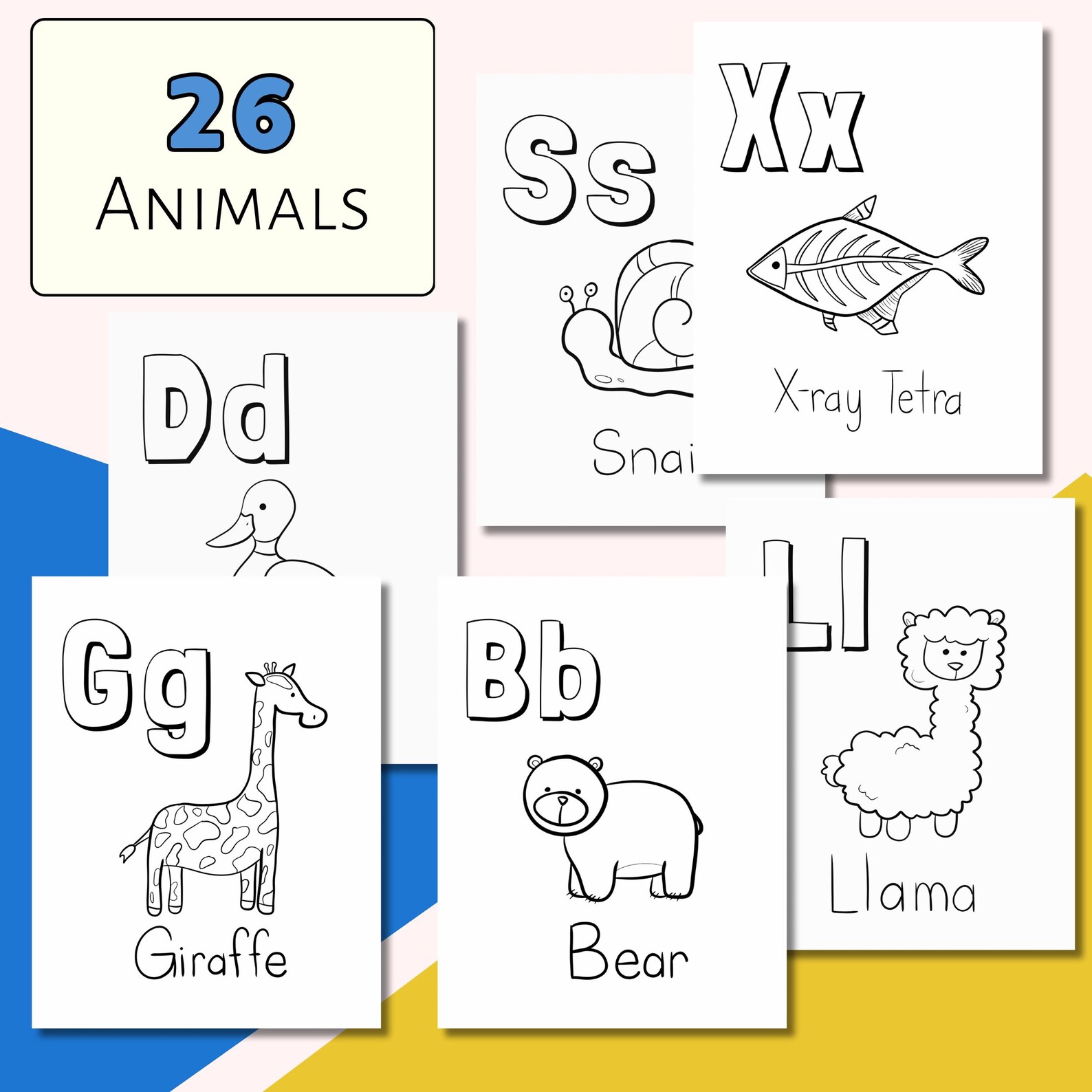 Alphabet Animals Coloring Pages | Digital Download - Etsy