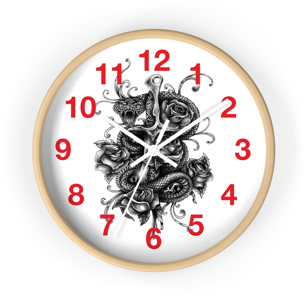 Wall Clock Snake Snakes on Clock Dagger on Clock Wall Clock - Etsy