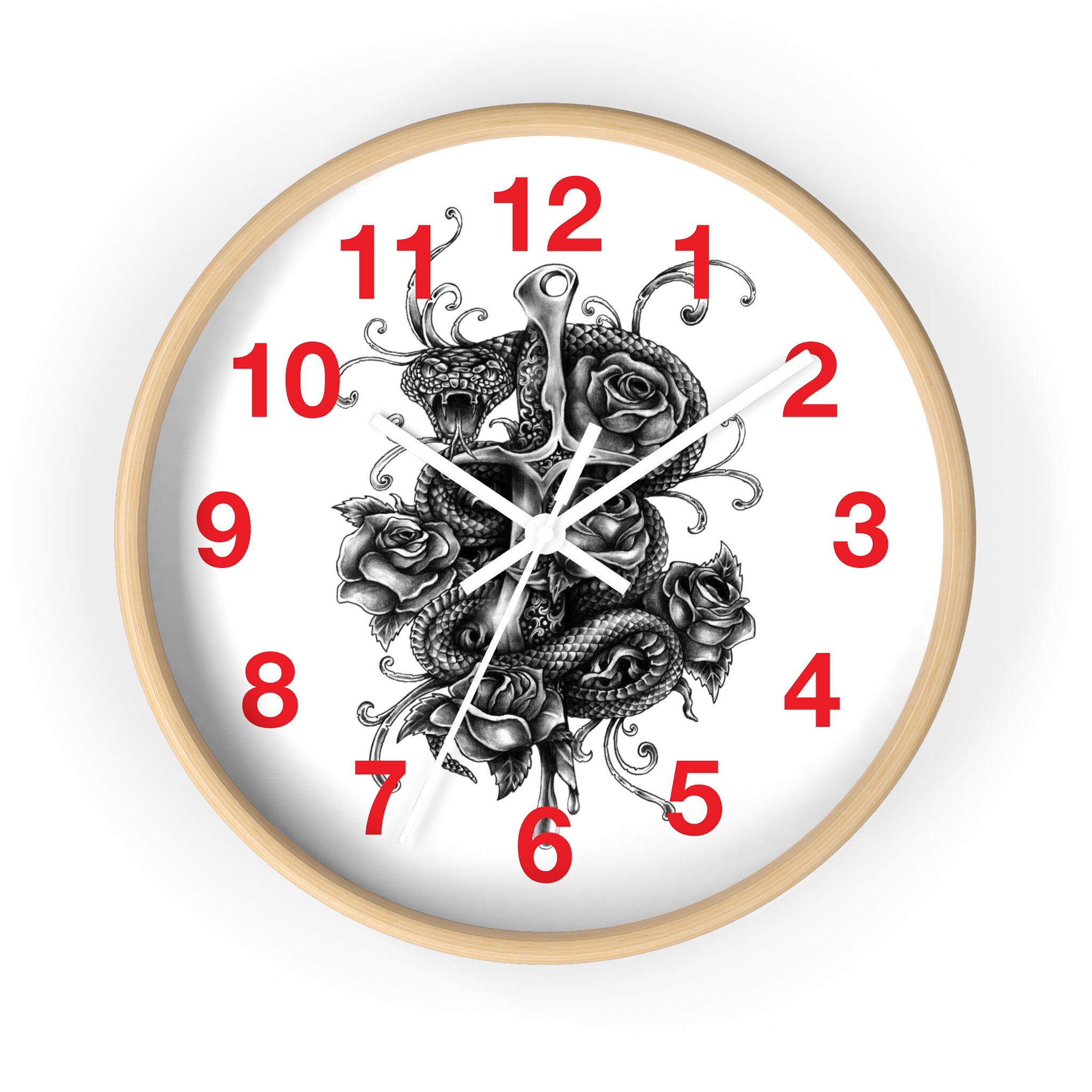 Wall Clock Snake, Snakes on Clock Dagger on Clock Wall Clock With ...