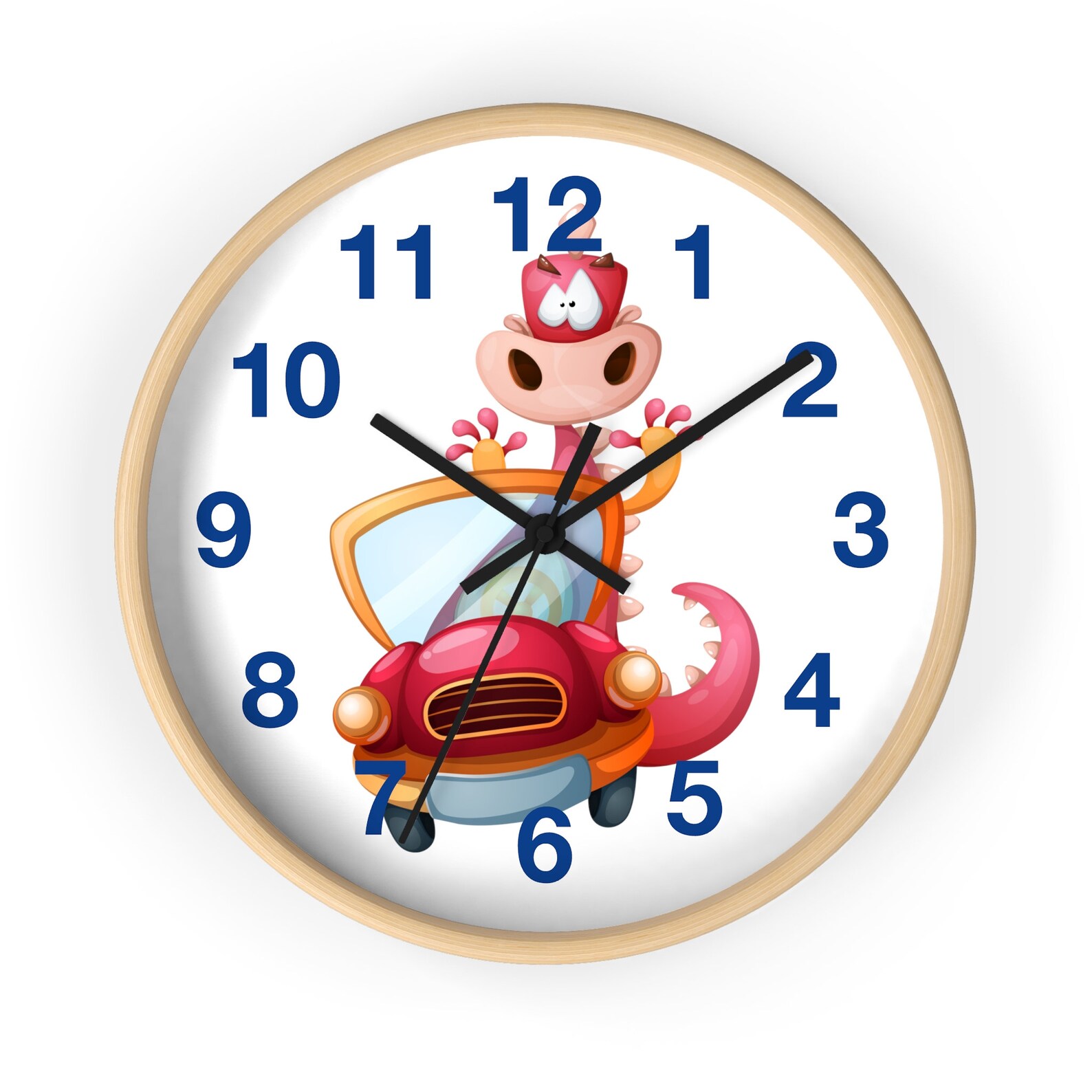 Wall Clock With Dinosaur 10. Kids Wall Clock in Car Clock Animals on ...