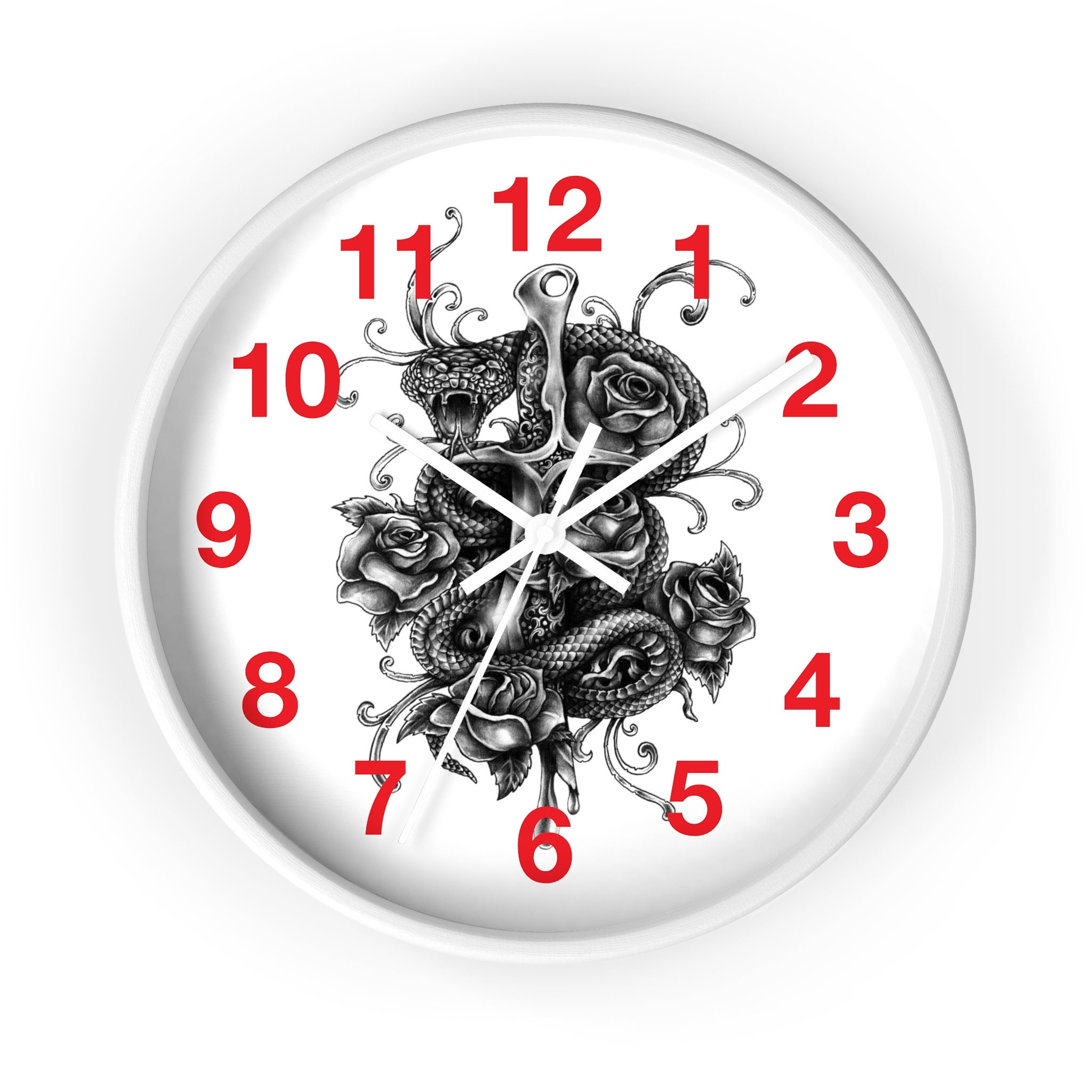 Wall Clock Snake, Snakes on Clock Dagger on Clock Wall Clock With ...