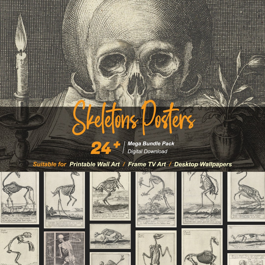 24+ Skeletons Poster | Halloween Poster | Skull Illustration | High ...