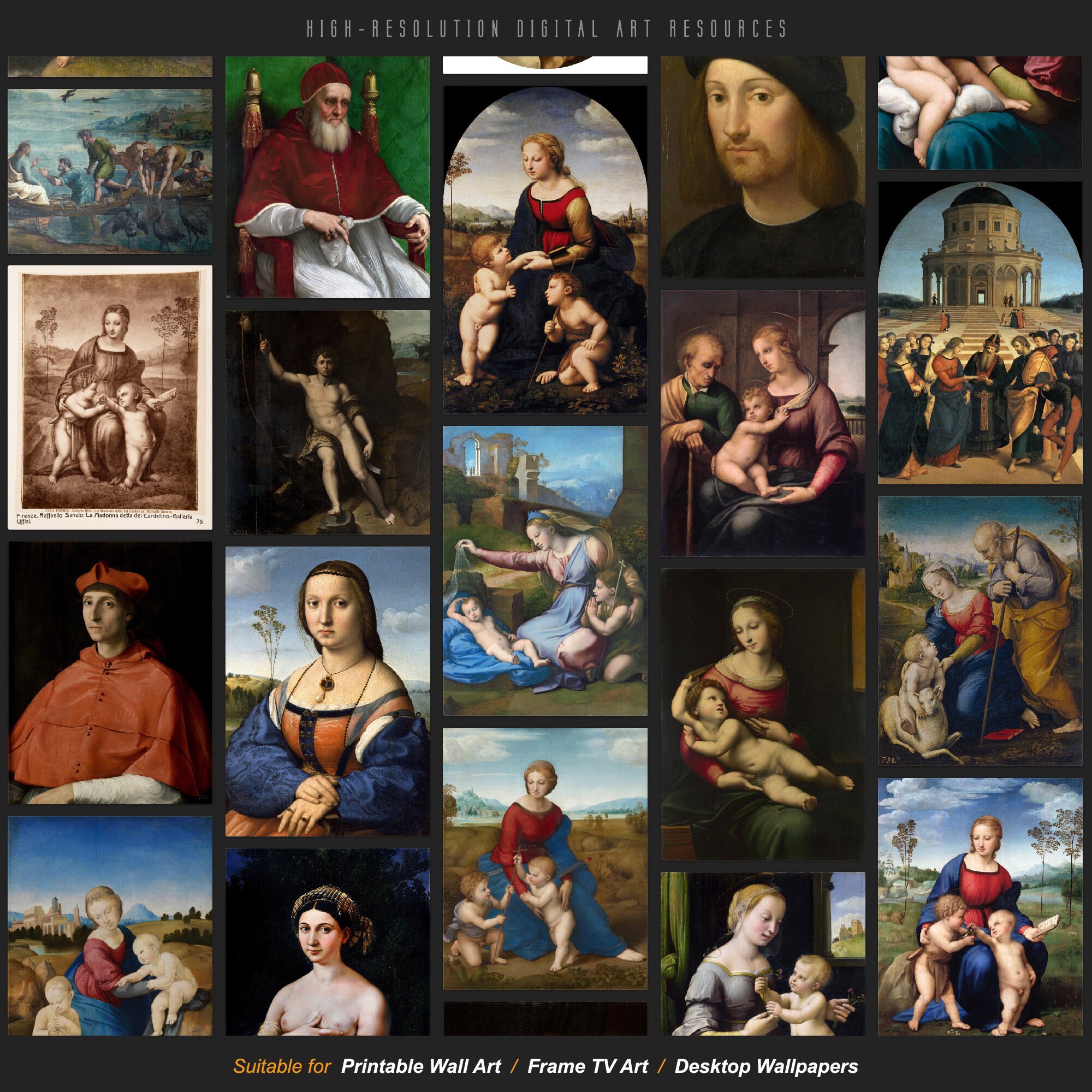 100 Raphael Famous Paintings Collection High-resolution Digital Art ...