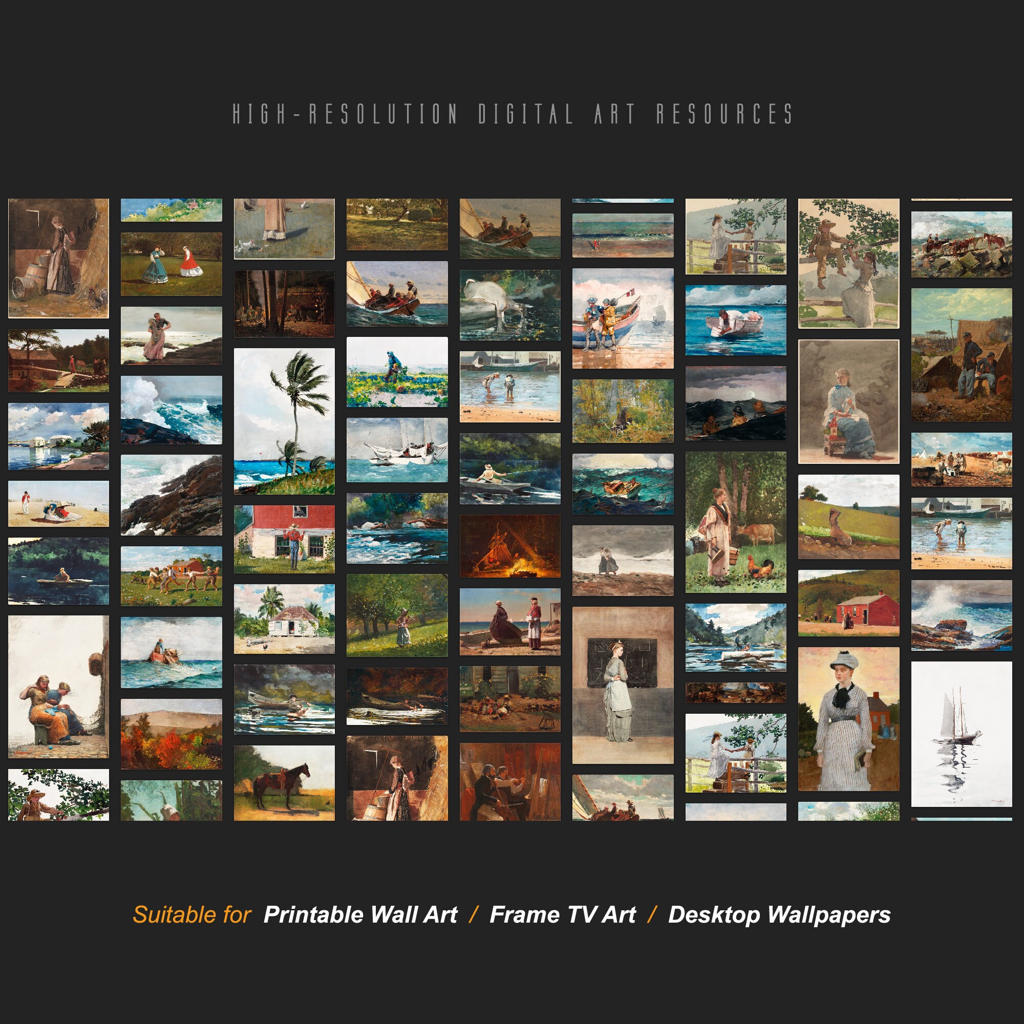 370 Winslow Homer Famous Paintings Collection High-resolution Digital ...