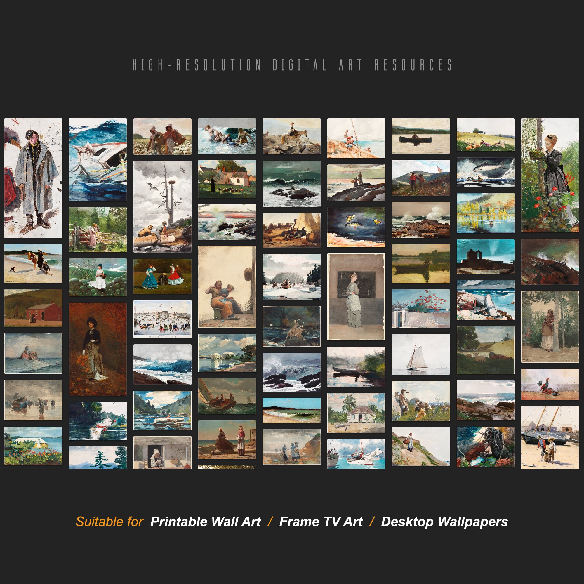 370 Winslow Homer Famous Paintings Collection High-resolution Digital ...