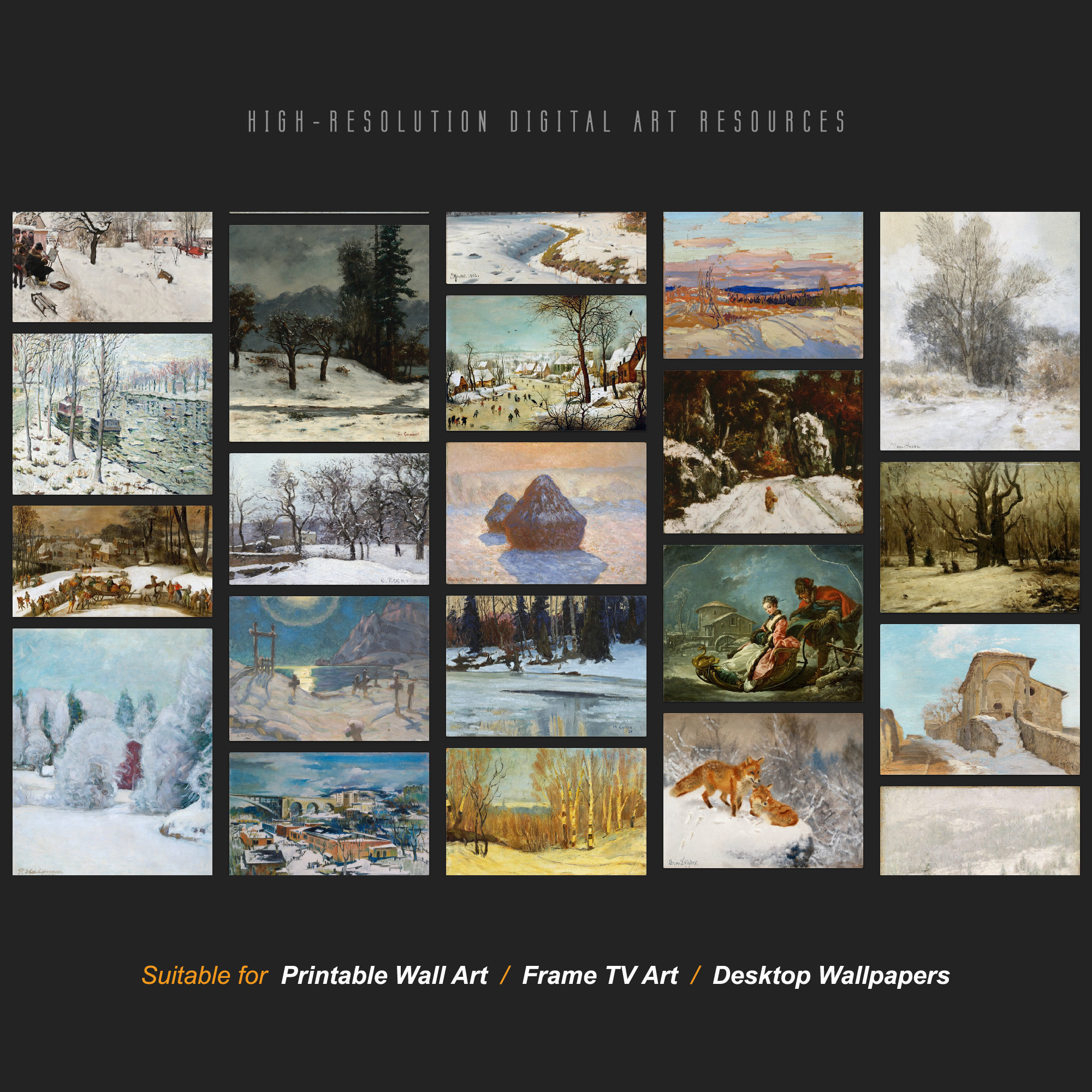 60 Winter Paintings Famous Paintings Collection High-resolution Digital ...