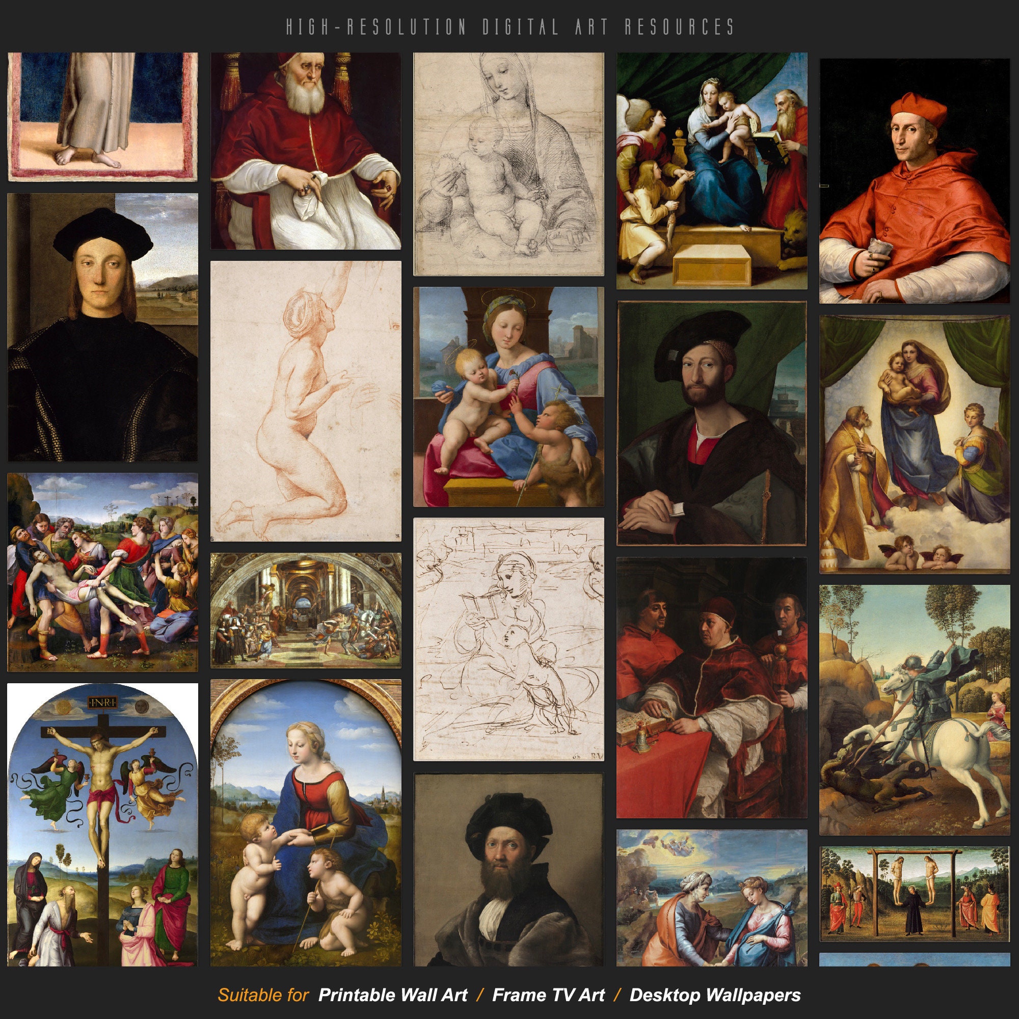 100 Raphael Famous Paintings Collection High-resolution Digital Art ...