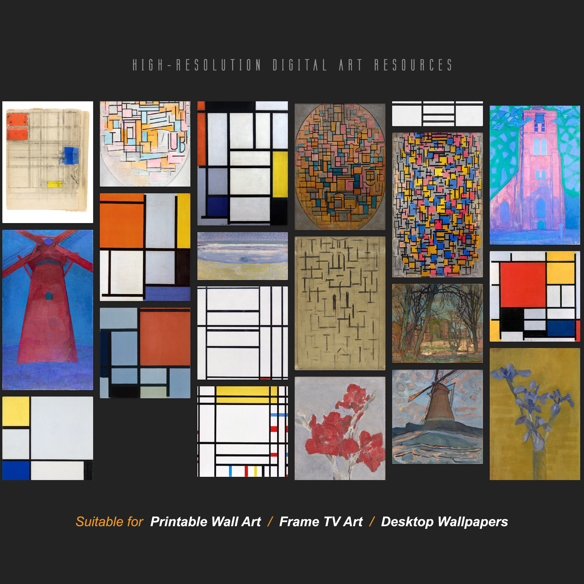 80 Piet Mondrian Paintings Collection High-resolution Digital Art ...