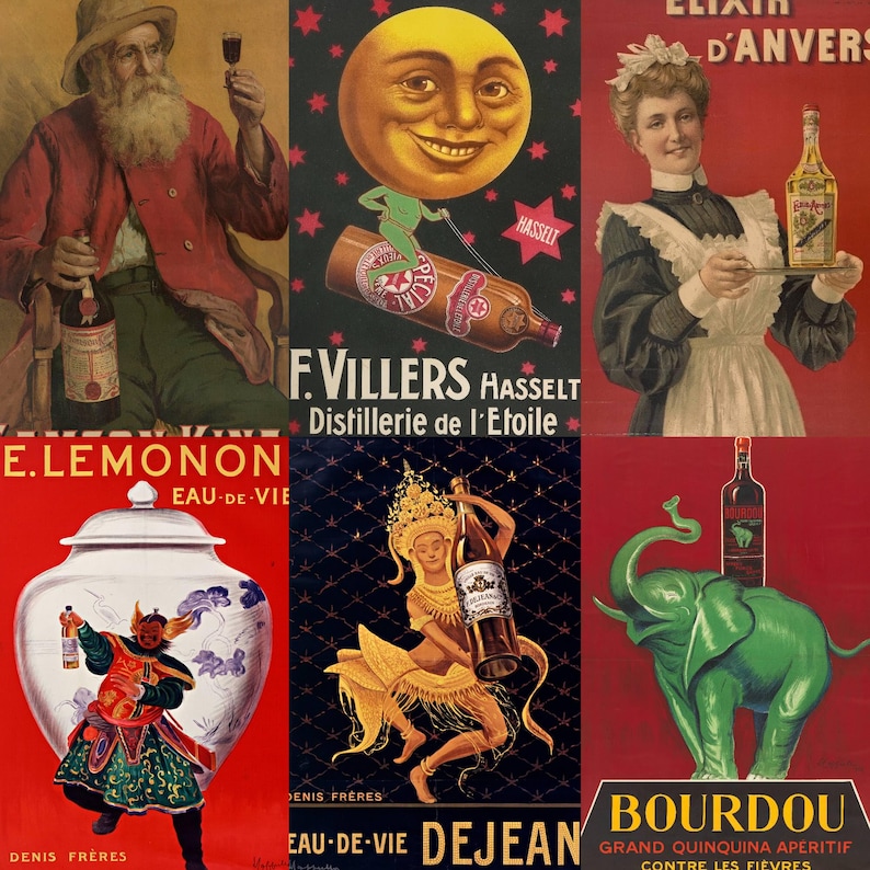 Vintage Alcohol Liquor Posters, Retro Bar Wall Art (digital Download) R ...