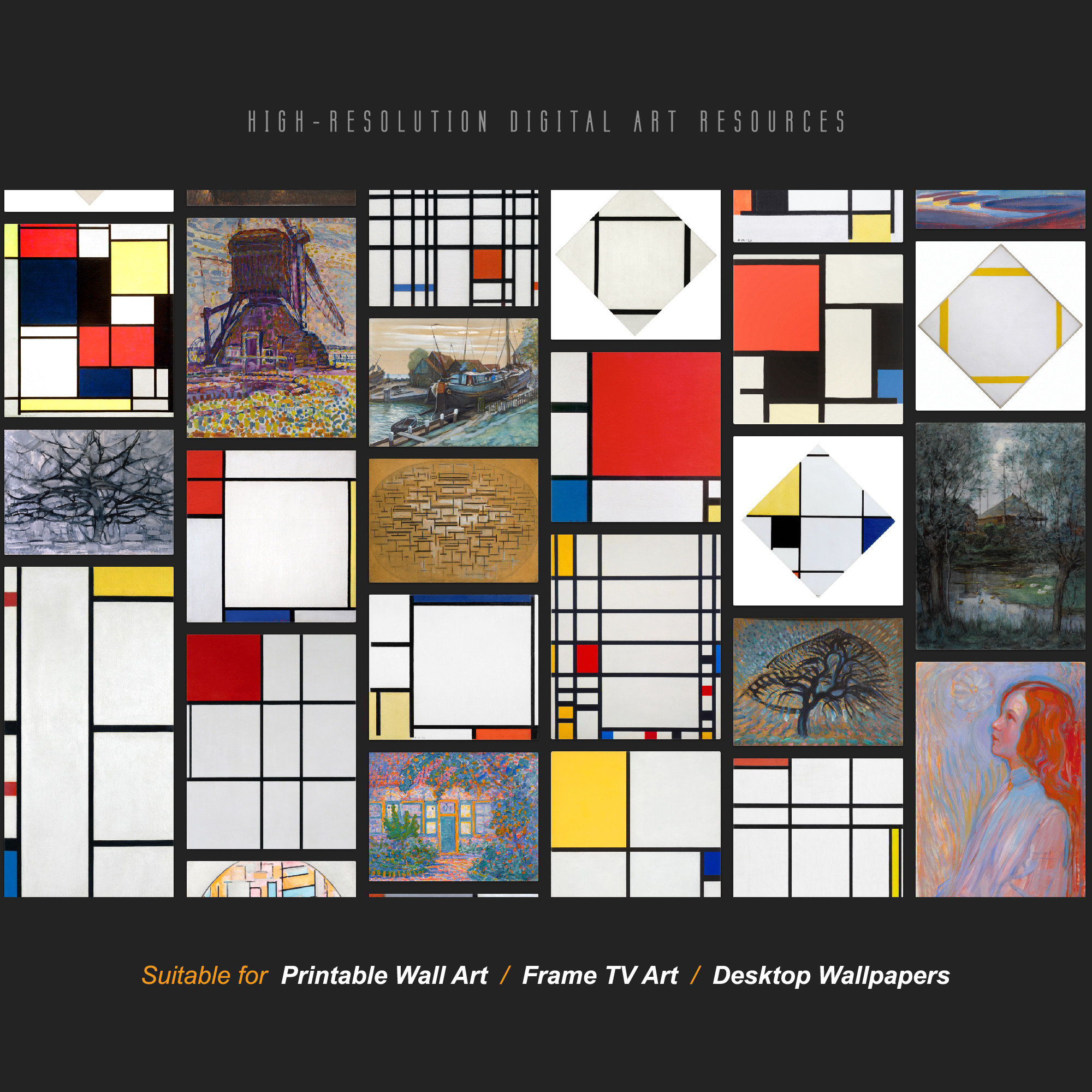 80 Piet Mondrian Paintings Collection High-resolution Digital Art ...