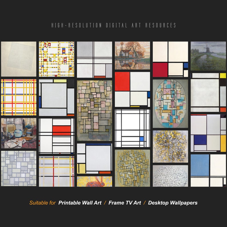 80 Piet Mondrian Paintings Collection High-resolution Digital Art ...