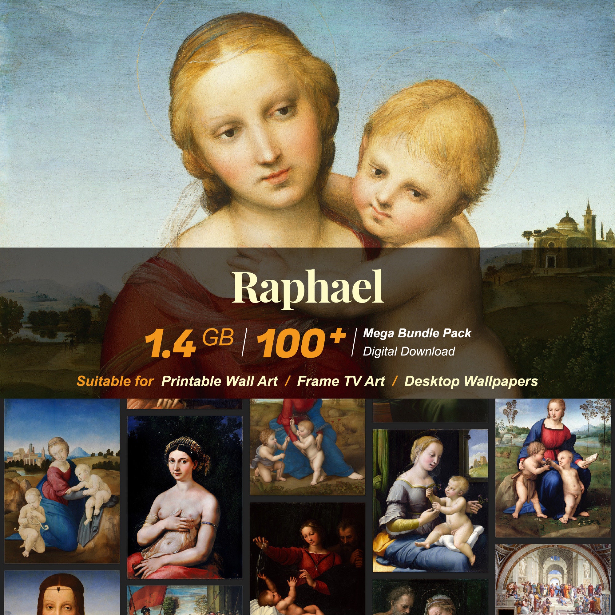 100 Raphael Famous Paintings Collection High-resolution Digital Art ...