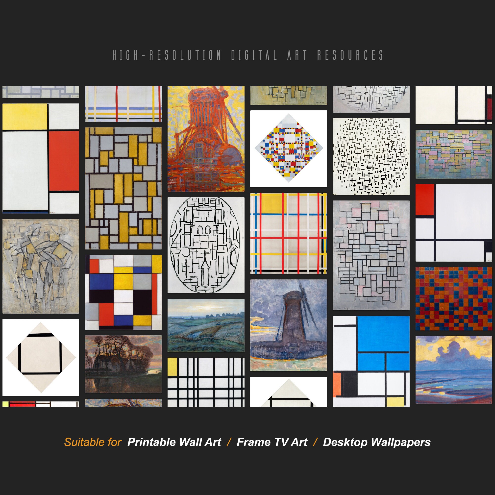 80 Piet Mondrian Paintings Collection High-resolution Digital Art ...
