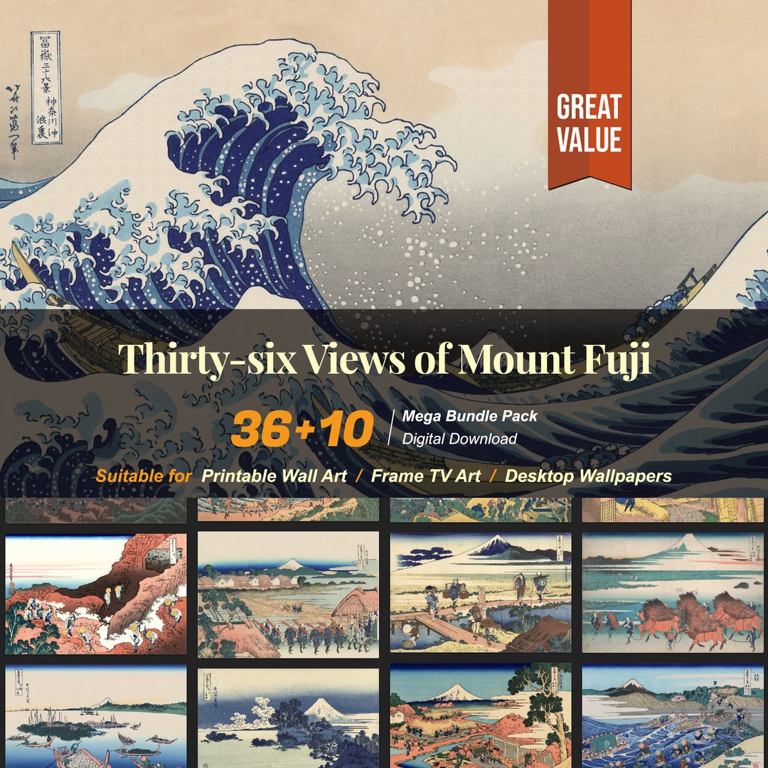 46 Thirty-six Views of Mount Fuji. Hokusai Art Set. Japanese Art ...