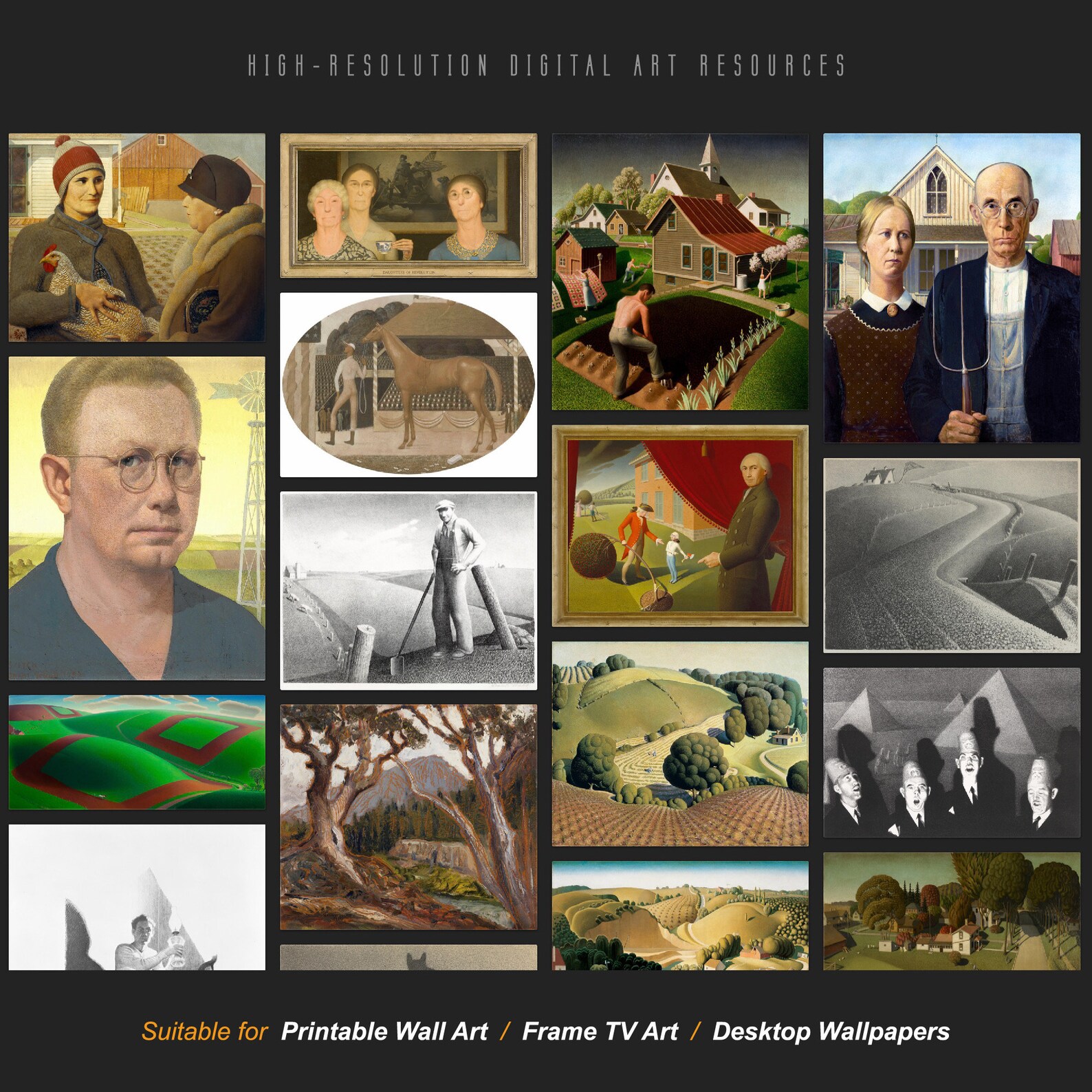 30+ Grant Wood Famous Paintings Collection | High-resolution Digital ...