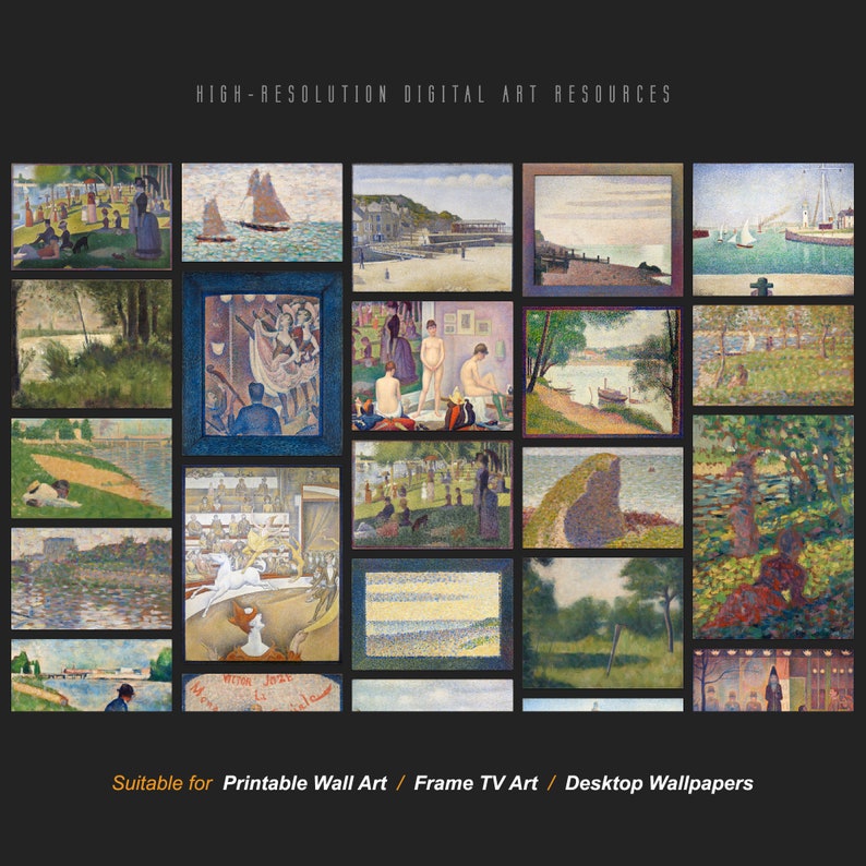 130 Georges Seurat Famous Paintings Collection High-resolution Digital ...