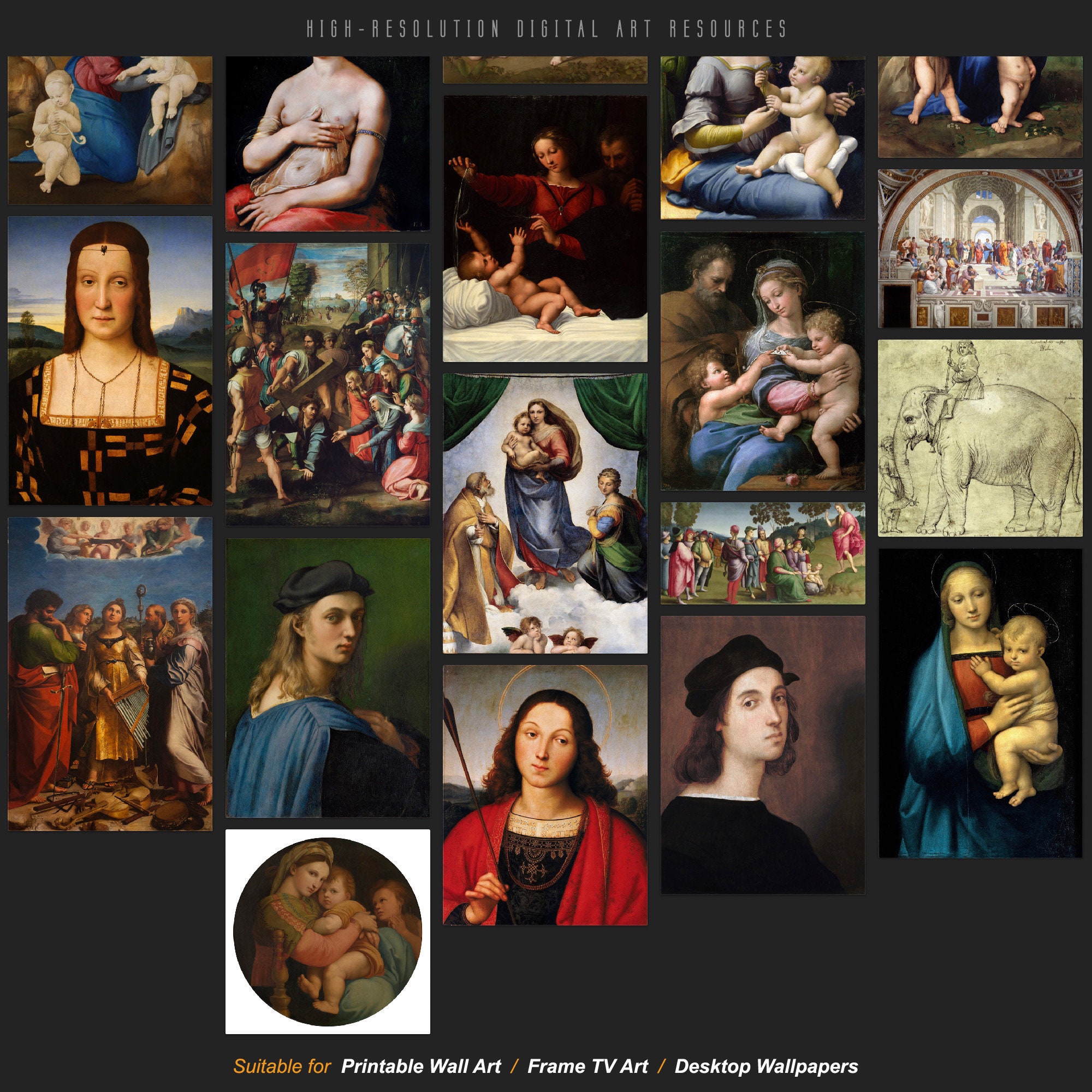 100 Raphael Famous Paintings Collection High-resolution Digital Art ...