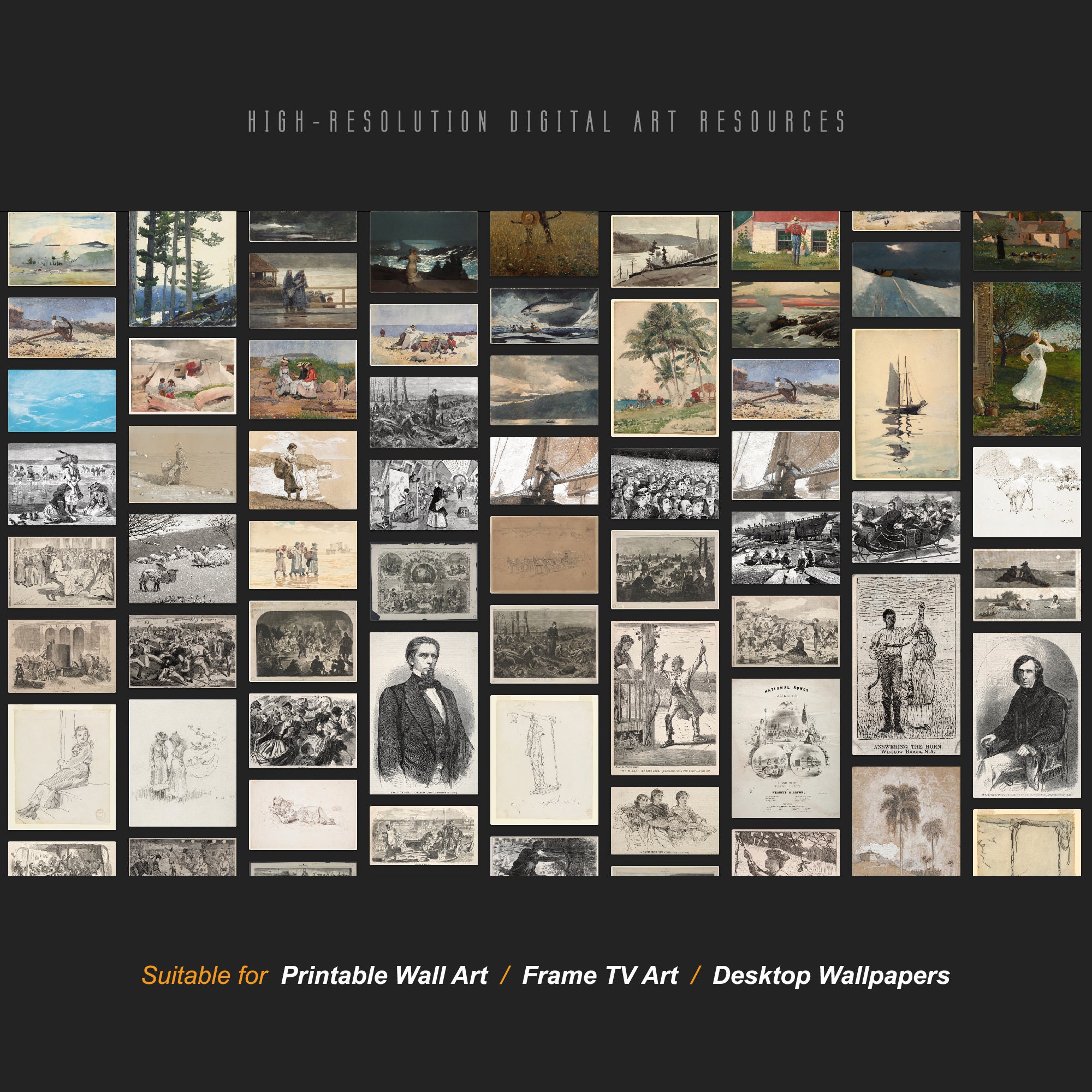 370 Winslow Homer Famous Paintings Collection High-resolution Digital ...