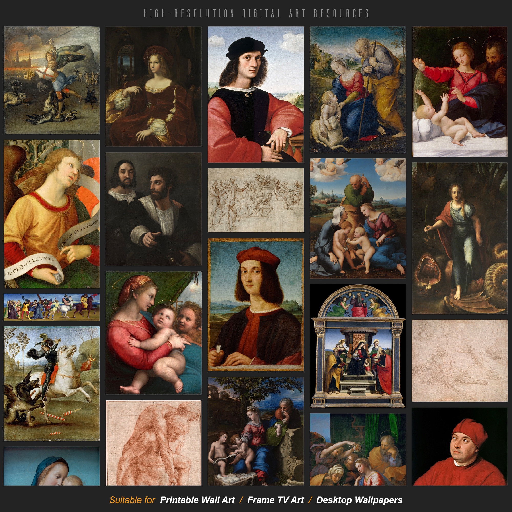 100 Raphael Famous Paintings Collection High-resolution Digital Art ...